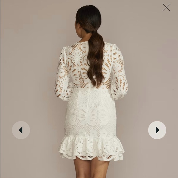 David's Bridal | Dresses | Davids Bridal Allover Lace Flounce Hem Long ...